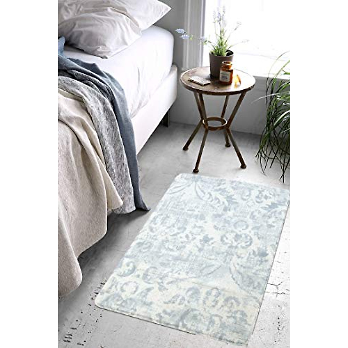 Lahome Damask Area Rug - 2' X 3' Non-Slip Area Rug Small Accent Distressed Throw Rugs Floor Carpet for Door Mat Entryway Bedrooms Laundry Room Decor (2' x 3', Gray)