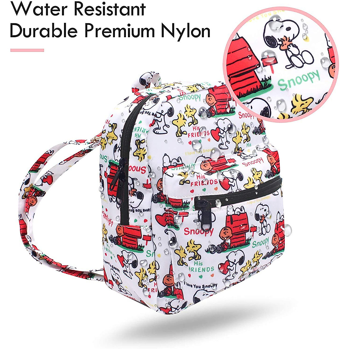 White Dog Small Nylon Bag Multipurpose Causal Daypack for Travel Trip Shopping Tablet iPad Mini up to 8 inches