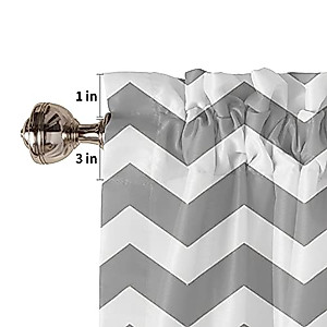 Artwork Store Valances Windows Curtain Blue Anchor Gary and White Zig Zag Pattern Kitchen Valances Rod Pocket Window Treatment Short Curtains Valance for Window 1 Panel,60 by 18 inches