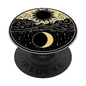 Wicca Astrology Pagan Mystical Celestial Bodies Sun Moon PopSockets PopGrip: Swappable Grip for Phones & Tablets