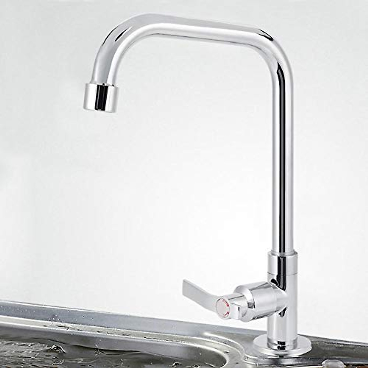 Water Faucet,360 Degree Swivel Spout Kitchen Sink Faucet Cold Water Mixer, Modern Lead-Free Commercial Bar Sink Faucet fit for 1 hole Single Handle Faucet Anti-Rust