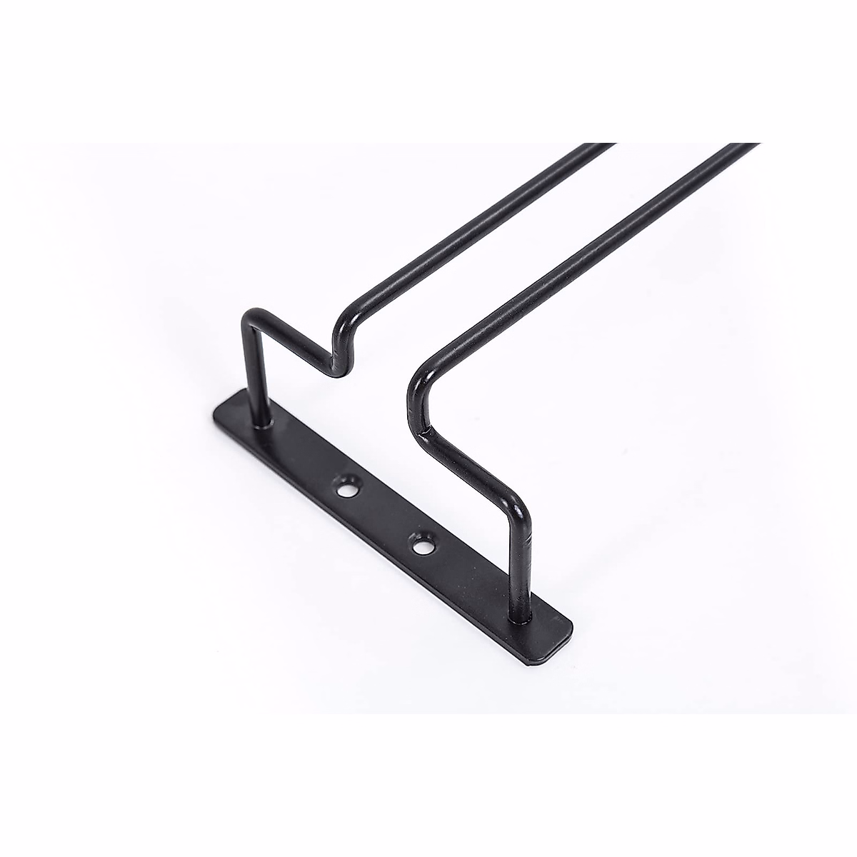 SODUKU Hanging Wine Glass Racks Under Cabinet, 11.8'' Black Stemware Racking Holder for Bar Kitchen Cupboard Shelves, Set of 2