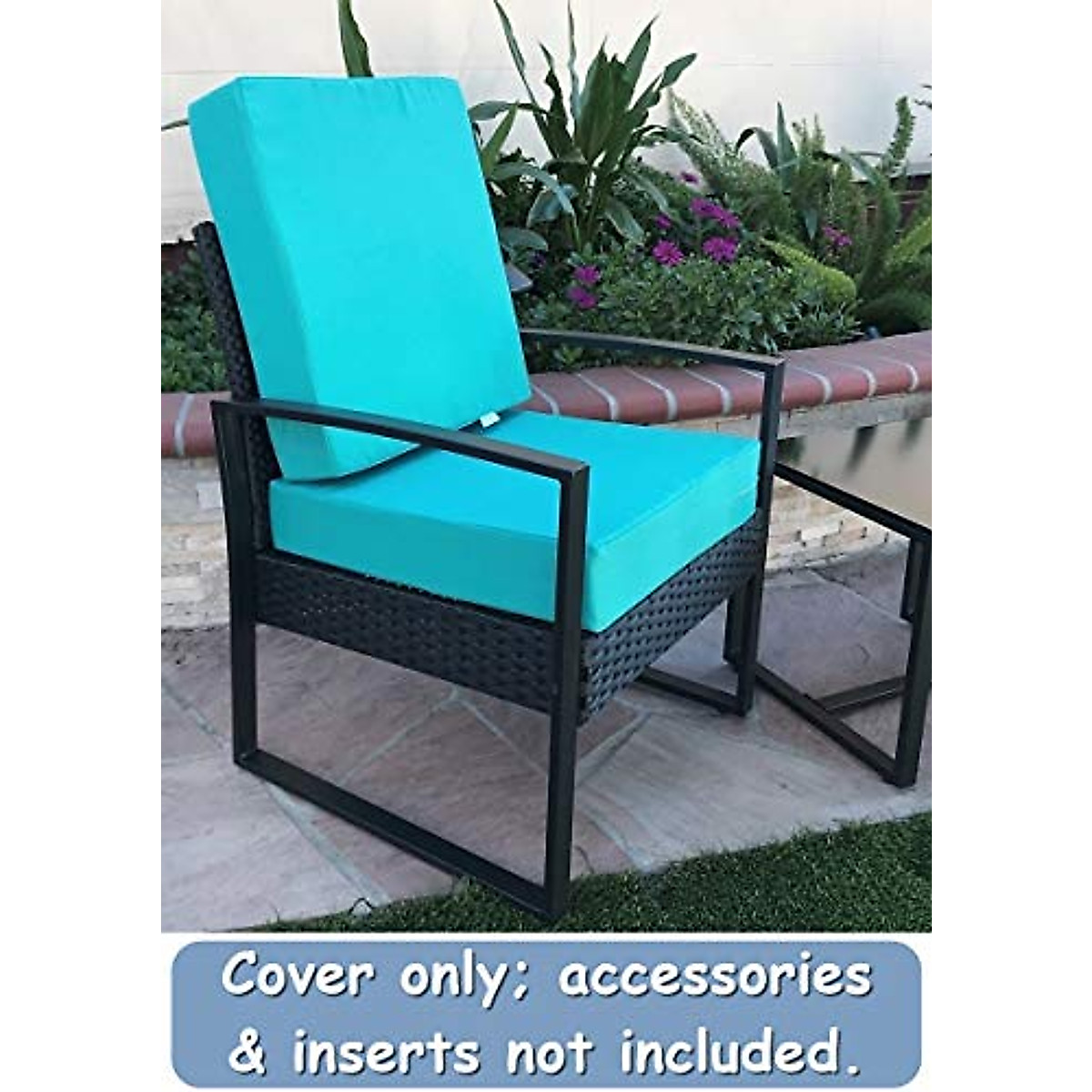 CozyLounge Indoor Outdoor Water Repellent High UV Resistant Patio Chair Cushion Cover (22"x20"x4" (4 Covers), Serenity Teal)