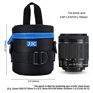 JJC Deluxe Lens Case Pouch for Canon EF-S 18-55mm/EF-S 10-18mm/EF 50mm,Nikon AF-S 18-55mm/AF-P 18-55mm/Nikkor 50mm,Fuji Fujinon XF 18-55mm/XF 23mm/XF 16mm and Other Lens Below 2.95" x 3.93"(D x L)