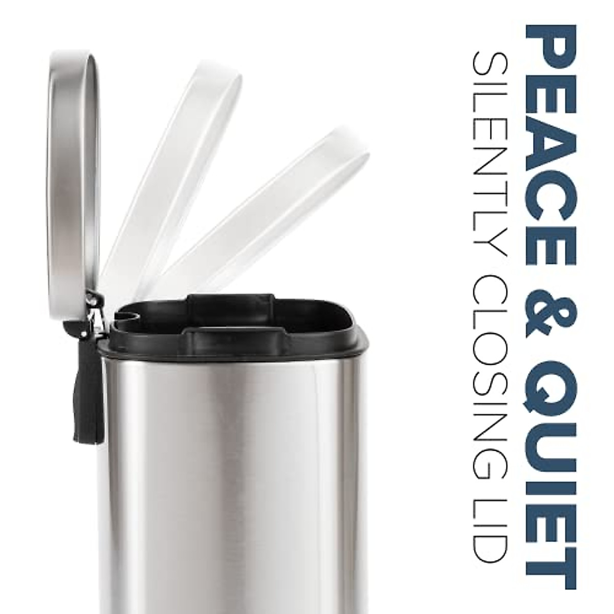 Farberware Kitchen Step On Trash Can, 30 Liter (7.9 Gal) Metal Garbage Bin, Soft-Closing Lid, Fingerprint & Smudge-Resistant, Removable Inner Bucket, Rigid Steel Pedal, Stainless Steel