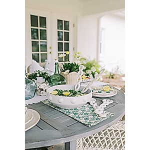 Mud Pie Beaded Serving Bowl, White, 5" x 12" dia