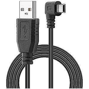 PASOW Mini USB Charging Cable USB 2.0 A-Male to Mini-B Car Vehicle Power Charger Adapter Cord for Dash Cam Rearview Mirror Cam Backup Camera (11.5FT, Right Angle)