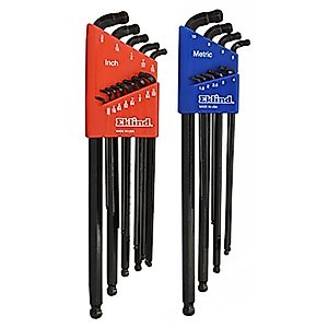 EKLIND 17222 Double-Ball-Hex L-Key allen wrench Combo- Extra Long Inch / MM (2 sets 22pc) Pack of 1