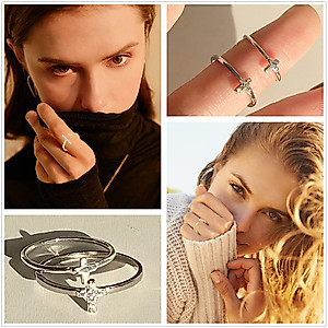 Honsny 14K Gold Plated Stacking Rings Set for Women, Stackable Knuckle Thumb Rings Thin Dainty Silver Rings for Teen Girls Wedding Eternity Band Simple Rose Gold Ring Size 4-11