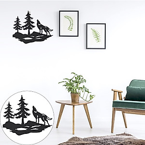 DOITOOL Metal Silhouette Wall Art Wolf in The Tree Christmas Metal Wall Art Hanging Decor for Living Room Garden Bedroom Office Home Wall Housewarming Party