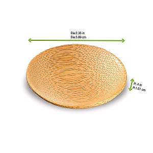 PacknWood 209BBPING - “Ping Compostable Bamboo Round Plate - Round Palm Leaf Plates - Biodegradable, Eco-Friendly, Disposable Dish Plates - (.50 oz - : 2.3") - (144 per case)
