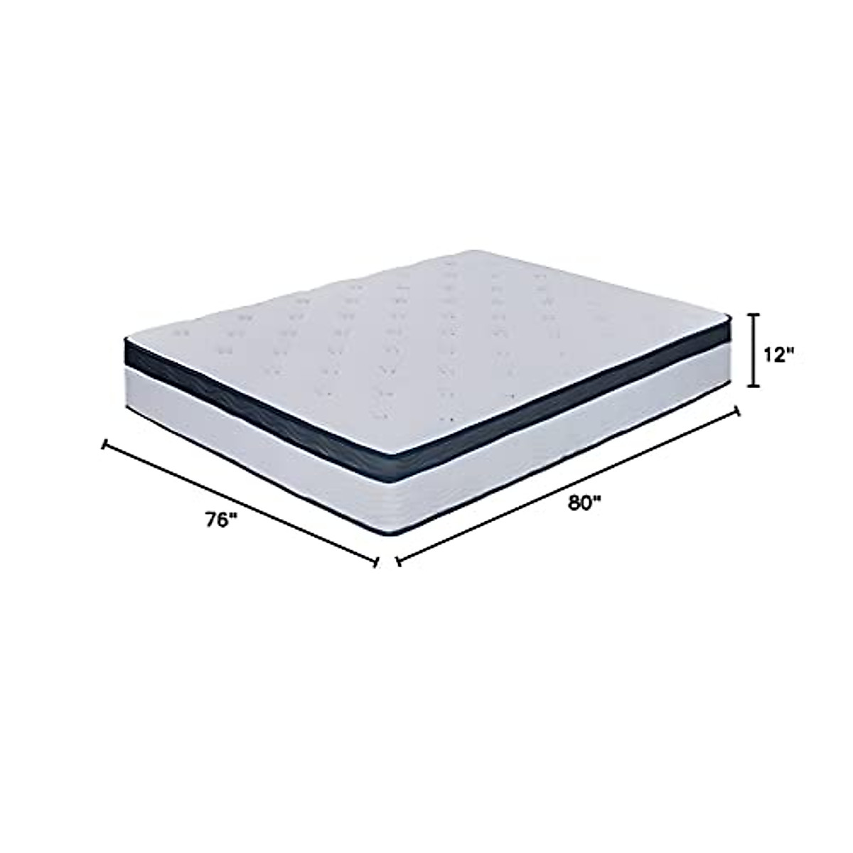Olee Sleep 12 Inch Euro Top Gel Memory Foam Spring Hybrid Mattress Full, Mid Night, Mattress In a Box, King