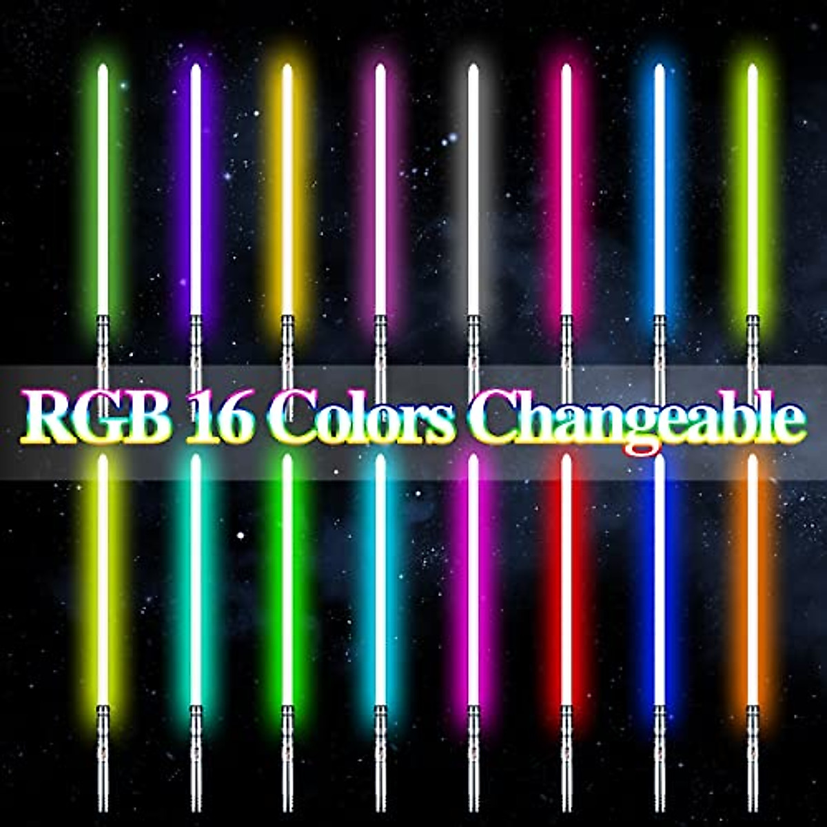 Dueling Light Saber RGB 12 Colors Light Sabers - Metal Hilt Black Series Sabers for Adults Cosplay Party, Birthday Gift, 9 Sound Fonts, FOC, Support Real Heavy Dueling (Gun)