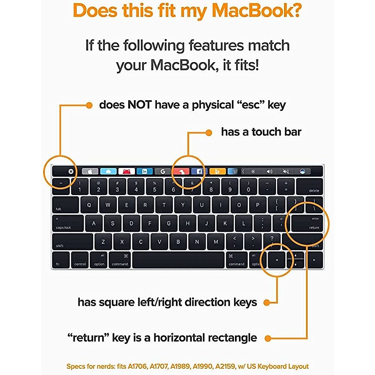 UPPERCASE GhostCover Premium Ultra Thin Keyboard Protector, Compatible with MacBook Pro with Touch Bar 13" and 15" (2016 2017 2018 2019, Apple Model Number A1706, A1707, A1989, A1990, A2159)