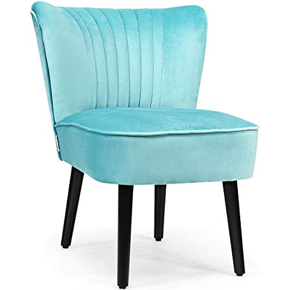 Giantex Set of 2 Velvet Accent Chair, Upholstered Modern Leisure Club Chairs w/Solid Wood Legs, Thick Sponge Seat, Adjustable Foot Pads, Armless Wingback Chairs for Bedroom Living Room (2, Turquoise)