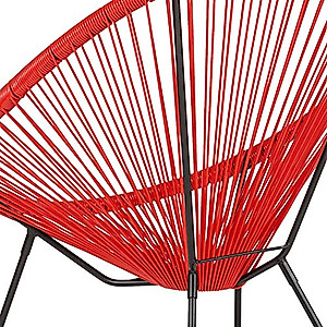 EMMA + OLIVER Red Papasan Bungee Lounge Chair