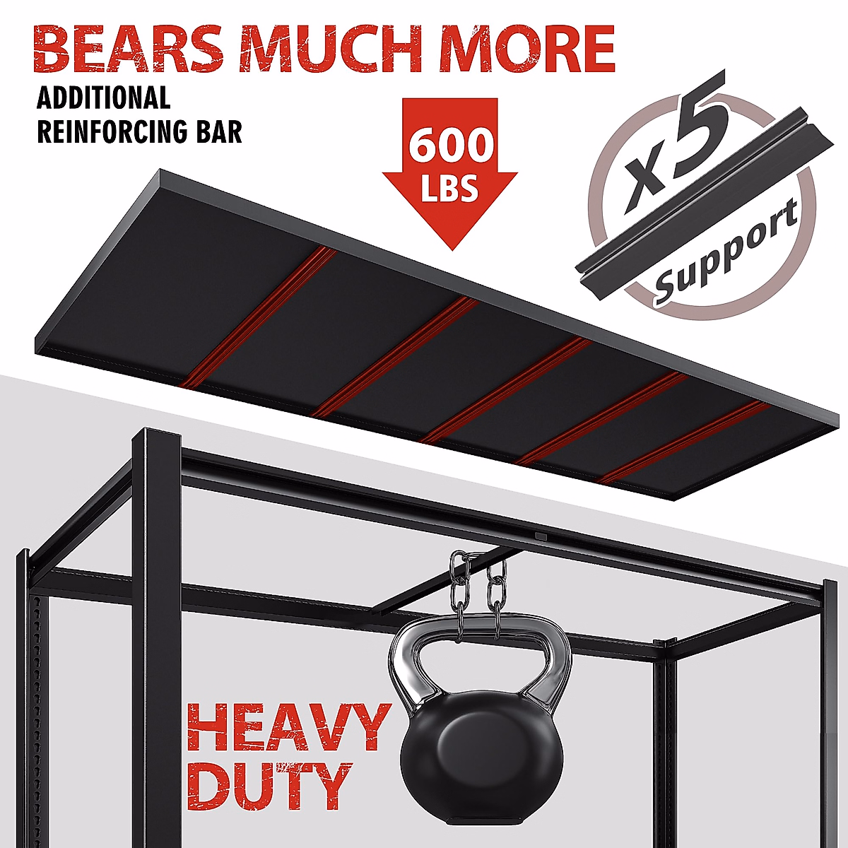 REIBII 78" H Garage Shelving, 55" W Storage Shelves 3000LBS Heavy Duty Shelving 5 Tier Adjustable Metal Shelving Unit for Storage Rack Garage Shelves Industrial Storage Shelf 55" W x 26" D x 78" H