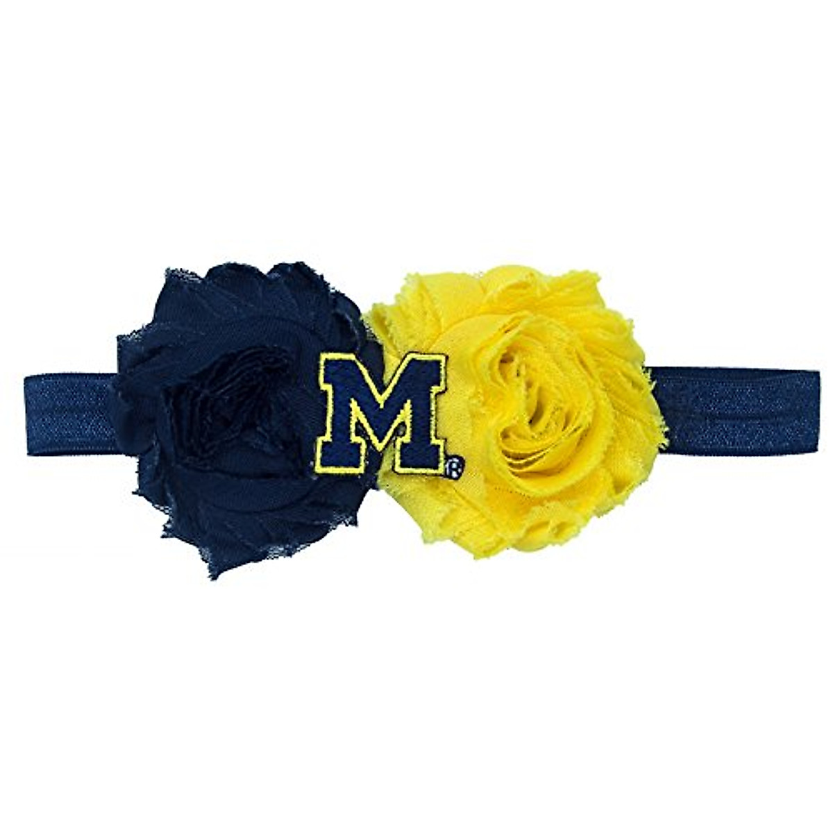 Divine Creations NCAA Michigan Wolverines UnFRAYgettable Flower Baby Headband, One Size, Navy