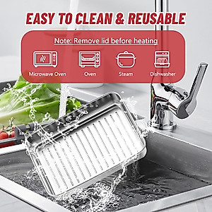 Mchodare 2pcs Deli Meat Containers, Bacon Container for Refrigerator, Stainless Steel Airtight Deli Meat Storage Lunch Meat Container for Refrigerator Fridge Organizers and Storage, HGI0116-L