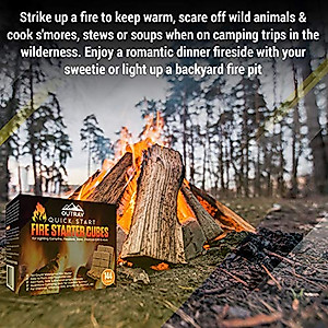 Outrav Fire Starter Cubes, 144ct Charcoal Firestarter Squares for Lighting Fireplace, Wood Stove, Grill, Campfire, BBQ Smoker Pit – Mini Nontoxic Waterproof Fire Starting Bricks for Camping, Survival