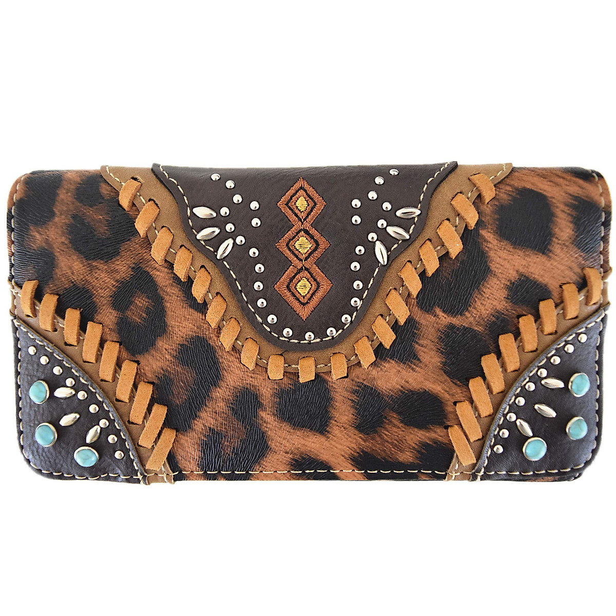 Leopard Print Cheetah Western Style Concealed Carry Purse Handbags Country Shoulder Bags Wallet Set Brown