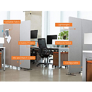 Stand Up Desk Store ReFocus Clamp-on Acoustic Desk Divider Privacy Panel That Reduces Noise and Visual Distractions (Ash Gray, 59" x 23.6, 23.6" x 23.6", & 23.6" x 23.6")