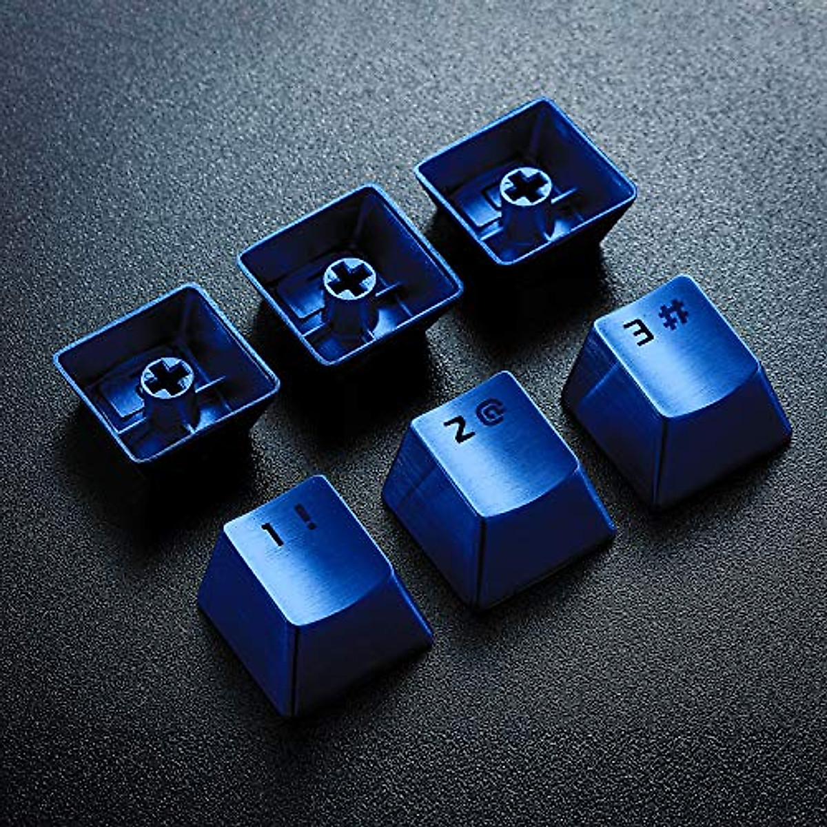 Hallsen Metal Keycaps (WASDQREF+1-6) Mechanical Gaming Keyboard Keycaps for FPS & MOBA, Stainless Steel Custom 60% Keycaps Kit with Key Puller for Mechanical Keyboard Cherry Mx Switches (Blue)