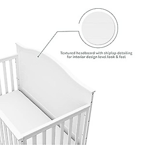 Storkcraft Moss 5-in-1 Convertible Crib with Drawer (White) – GREENGUARD Gold Certified, Crib with Drawer Combo, Includes Full-Size Nursery Storage Drawer, Converts to Toddler Bed and Full-Size Bed