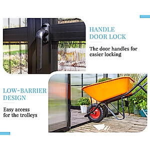 Jocisland 7.5x9.4x7.4 FT Outdoor Aluminum Polycarbonate Greenhouse with Ventilation and Rain Gutter, 2 Swing Doors with Hook, Walk in Greenhouse for Outdoors Backyard Garden