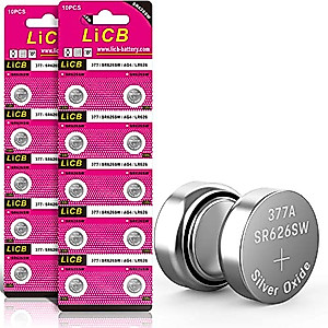 LiCB 20 Pack SR626SW 377 626 Watch Battery 1.5V Button Cell Batteries