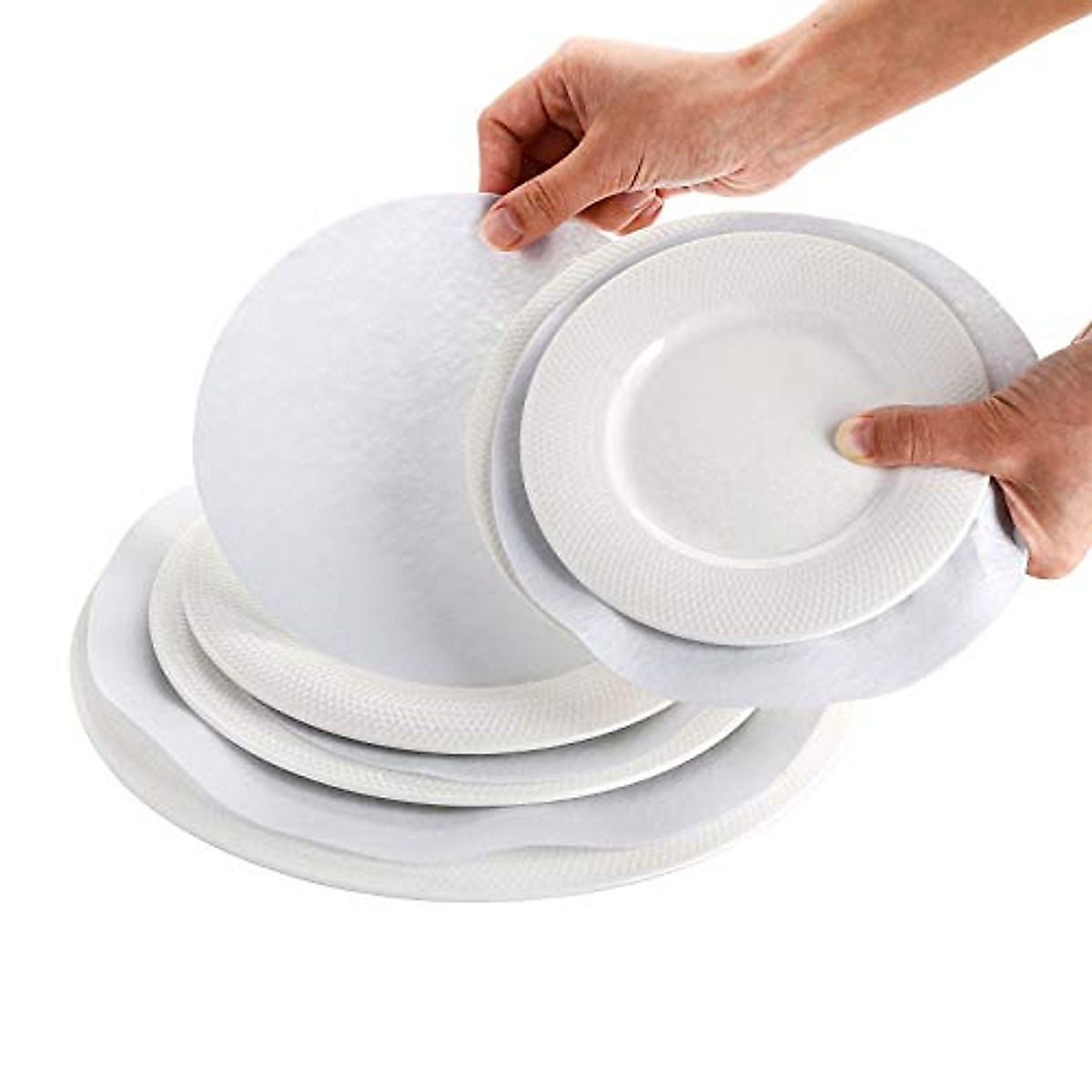 Jucoan 80 Pack Thick Felt Plate Dividers, 3 Sizes Round China Dish Storage Protectors Pads for Packing Stacking Procelain Cookware