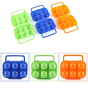 VolksRose Portable 6 Eggs Slots Holder Shockproof Storage Box for Camping Hiking - Blue