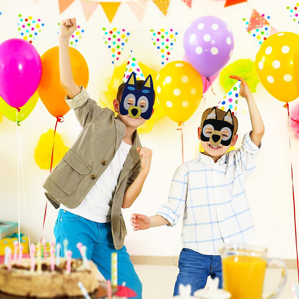 YALARY 21 Packs Puppy Dogs Felt Mask Party Favors for Kids, Blue Puppy Dog Themed Birthday Party Supplies Dress Up Cosplay Birthday Party Masks