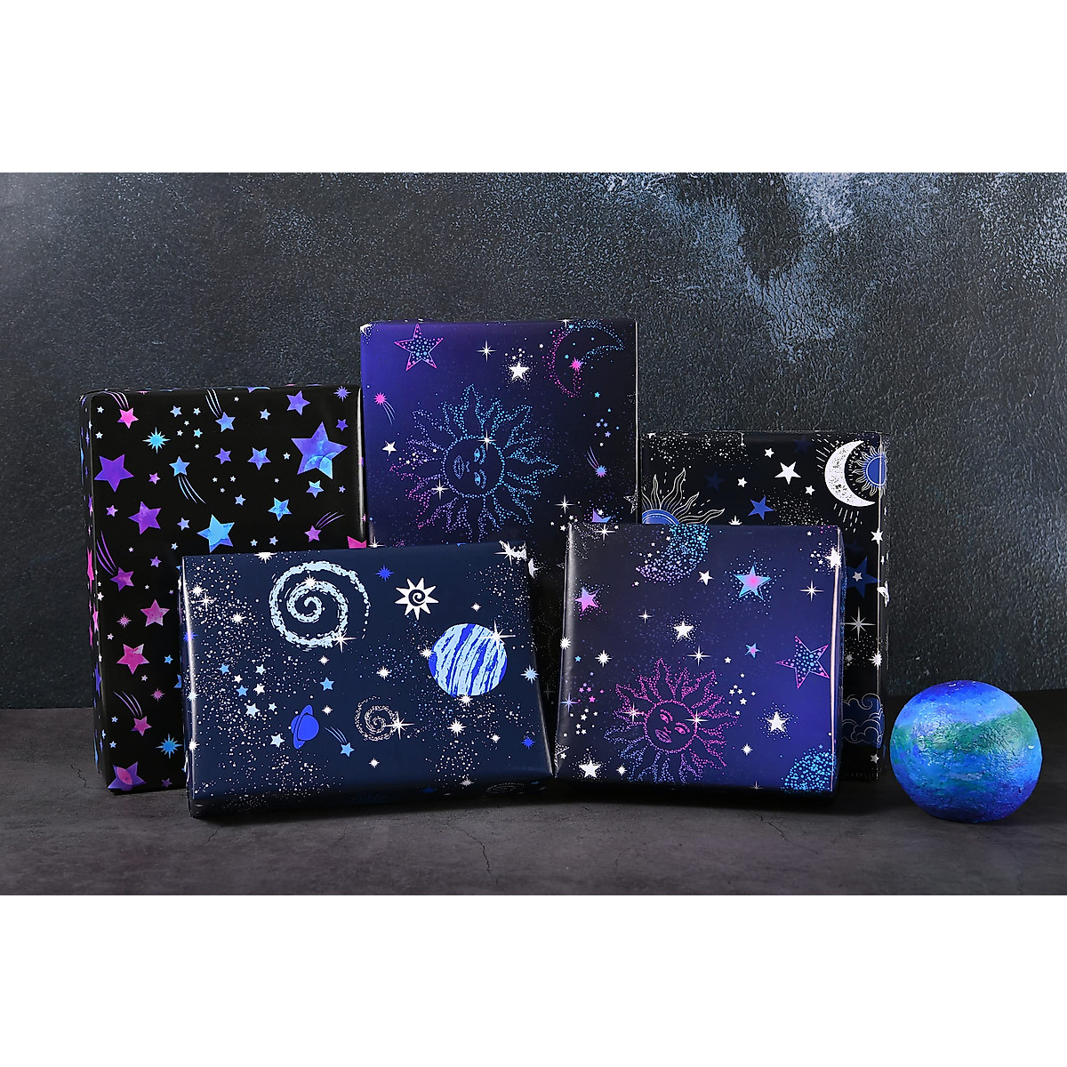 Titiweet Galaxy Wrapping Paper,Birthday Wrapping Paper for Men Women, 12 Sheets Constellation Wrapping Paper for Birthday Wedding Christmas, 20x28 Inches Per Sheet (Galaxy Constellation(12 sheets))