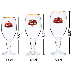 Stella Artois 3-Pack Original Large Beer Glass Chalices, 50cl