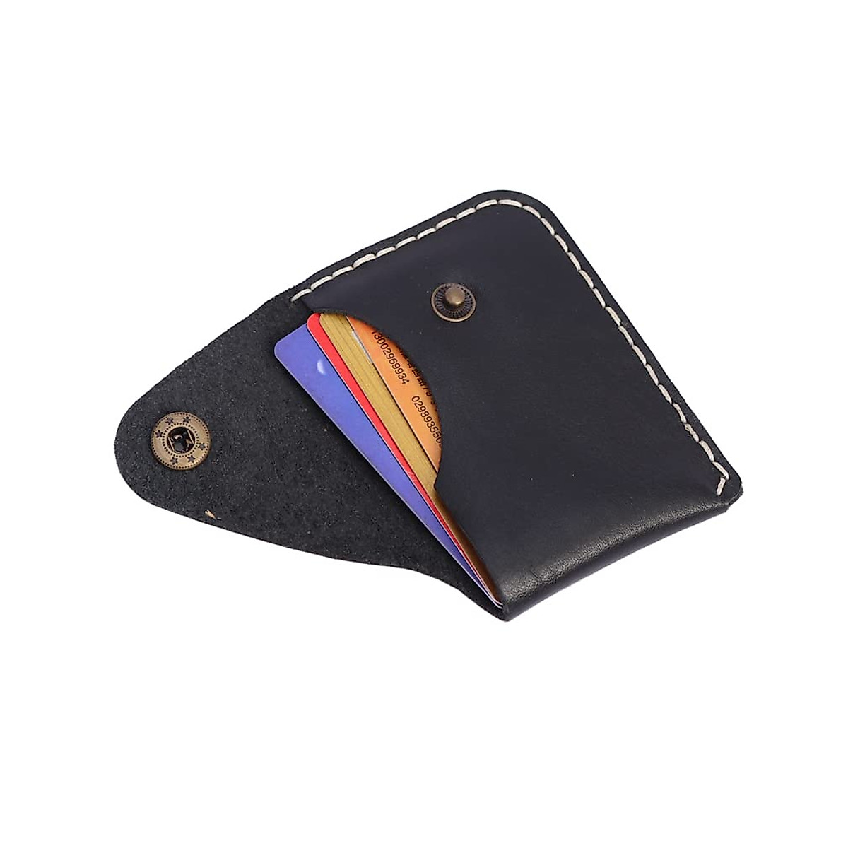 Handmade Minimalist Genuine Leather Card Case Wallet Small Card Holder in Front Pocket