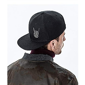 Snapback Hats for Men Baseball Cap Adjustable Flat Bill Trucker Dad Gift Skull Hat Skeleton Hand Snap Backpack Skateboard Hats for Boys Teen Black