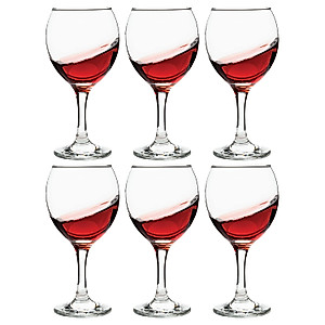 Vikko Small Wine Glasses, 8.75 Ounce Wine Glass, Set of 6 Stemmed Wine Glasses for Red and White Wine, Thick and Durable Wine Glasses, Clear Glasses for Wine