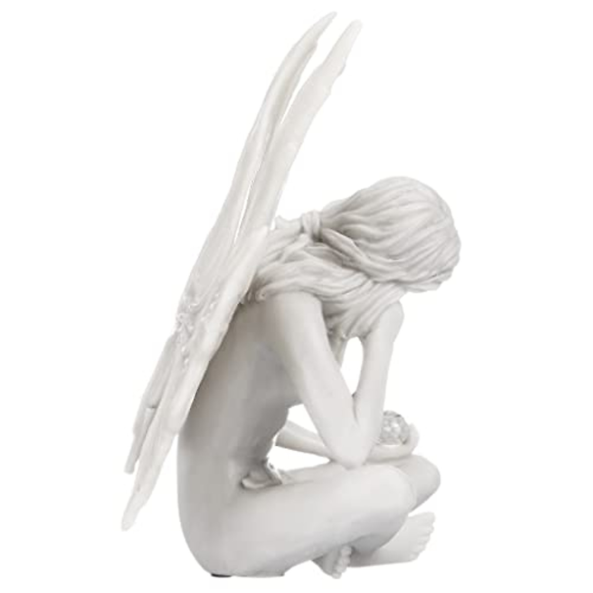 Design Toscano Gazing Secret Garden Fairy Statue, 10 Inch, Polyresin, Antique Stone