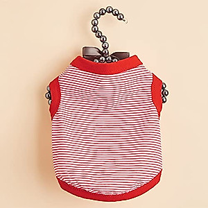 Male Dog Clothes 13 Pounds Breathable Striped Cotton British Vest Cat Dog Style T-Shirt Sleeveless Pet Coat Extra Small Puppy Clothes