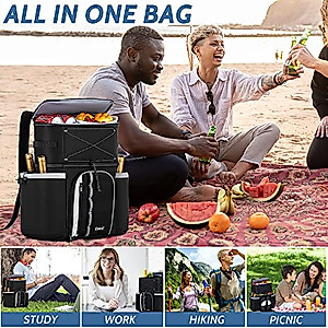 Elviros Cooler Backpack 34 Cans, Insulated Leakproof Bag with Dual Compartments, Large Waterproof Cooler Bag for Men and Women Lightweight Lunch Backpack for Travel Hiking Camping