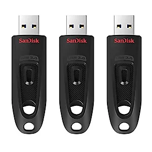 SanDisk 32GB 3-Pack Ultra USB 3.0 Flash Drive 32GB (Pack of 3) - SDCZ48-032G-GAM46T, Black