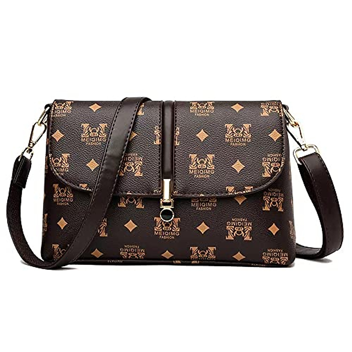 Small Shoulder Bag with 2 Removable Straps Leather Crossbody Clutch Purse Tote Handbag for Women Brown