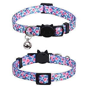Lamphyface 3 Pack Cat Collar Floral with Bell Breakaway Adjustable Flower for Cats Kitten