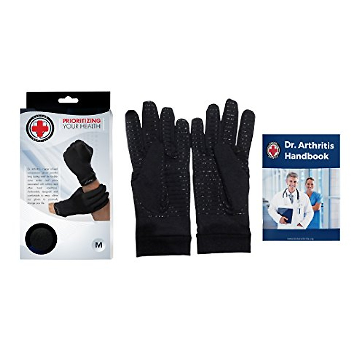Doctor Developed Copper Arthritis gloves/Compression gloves for Women & Men and Doctor Written Handbook - Useful for Arthritis, Raynauds, RSI, Carpal tunnel (Small)