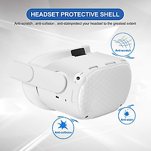 MASiKEN 6-in-1 Accessories for Oculus Quest 2 Head Strap Replacement Kits, VR Shell,Controllers Cover,Face Cover, Release Face Squeeze Comfort Wearing, Meta Quest 2 Easter Gifts (Bunny Set)