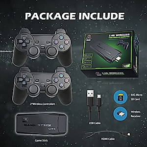 Joorniao Wireless Retro Game Console, Built in 10000+ Games, 9Emulators, Plug & Play Video Game Stick 4K HDMI Output for TV with Dual 2.4G Wireless Controllers Birthday Gifts for Boys&Girls(64G)