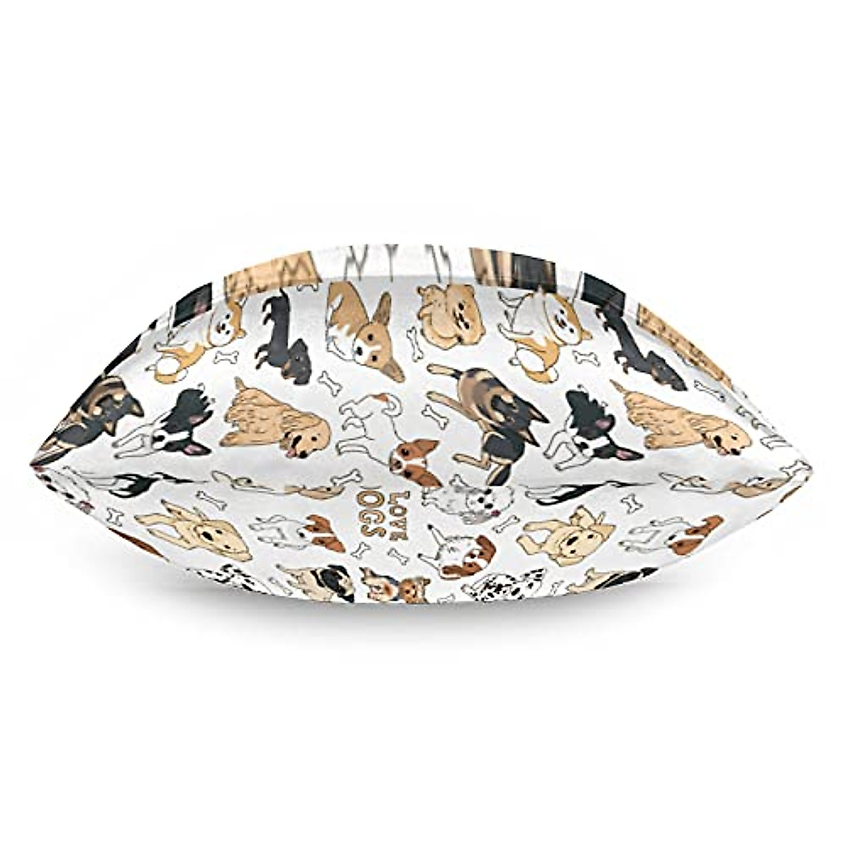 Cute Dog Satin Pillowcase for Hair and Skin Silk Washable Pillowcase, Dog Pattern Theme Pillow Cases Cooling Satin Pillow Covers with Envelope Closure, Standard Size(20x30 inches)