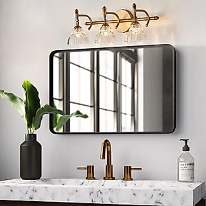 OFFDARKS Bathroom Vanity Light Fixtures Matte Brass Vintage Vanity Lighting Fixture Over Mirror 3 Lights Wall Sconce for Bedroom Dressing Room Living Room Hallway