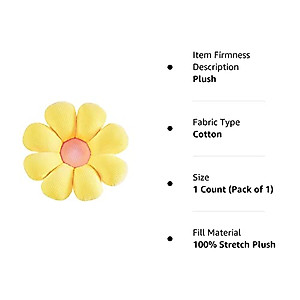 Suriana Flower-Shaped Floor Pillow Chair Back Cushion Office Sedentary Tatami Car Butt Cushion Yellow 40CM